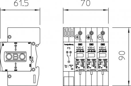 PV surge protection V20, 1,000 V DC with remote signalling | OBO
